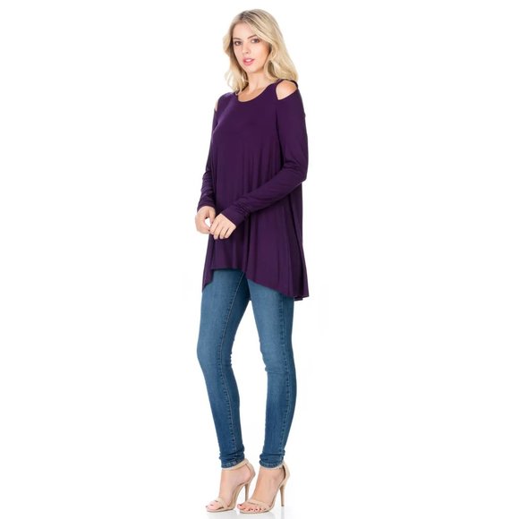 Azules | Tops | Womens Long Sleeve Open Shoulder Tunic | Poshmark